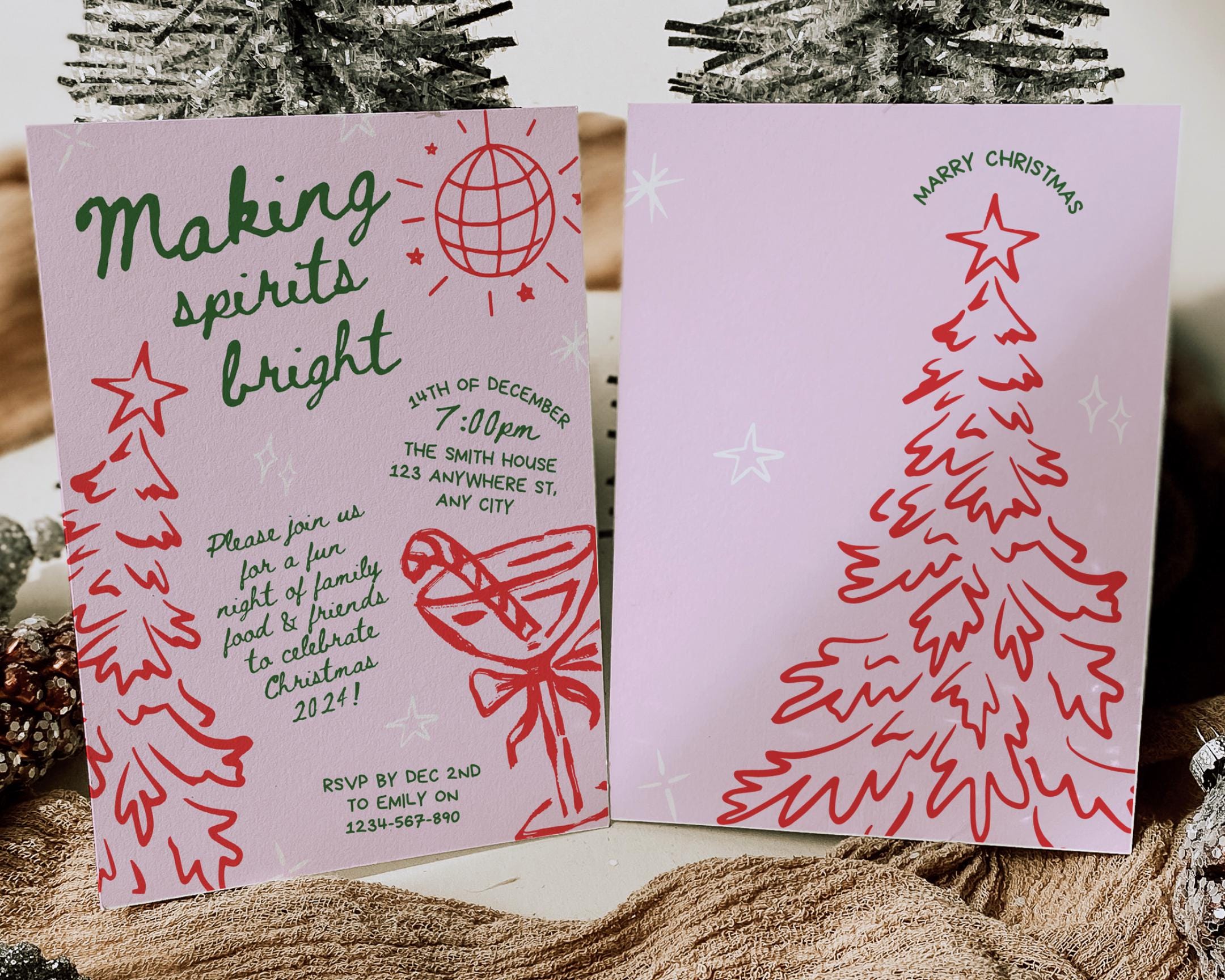 Hand Drawn Christmas Party Invitation, Friendsmas Party Invite ...