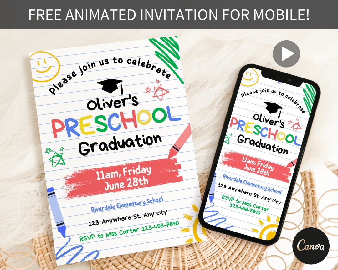 Editable Preschool Graduation Invitation, Prek Announcement Party ...