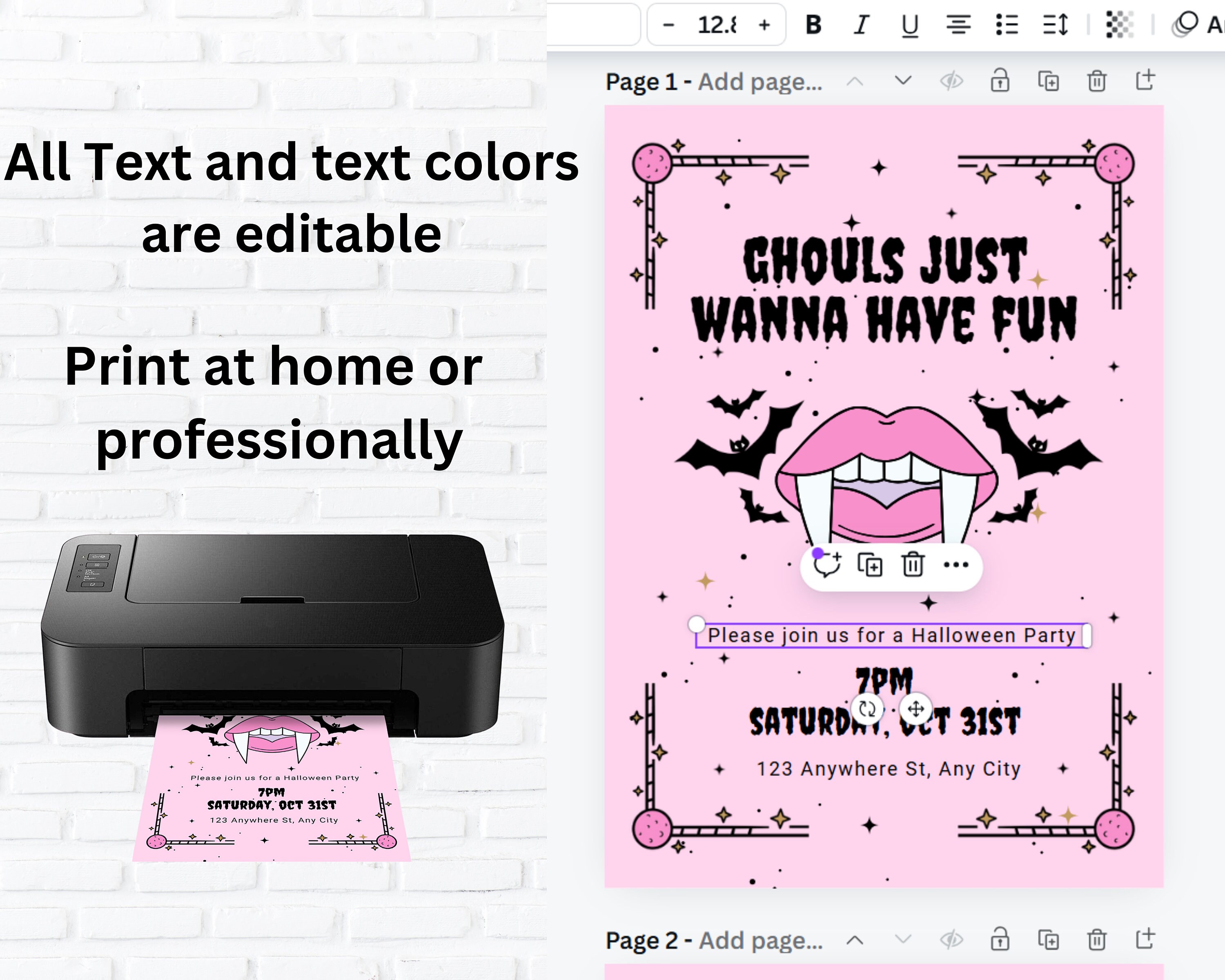 Ghouls Night Out Halloween Invitation, Printable Invite Halloween Party ...