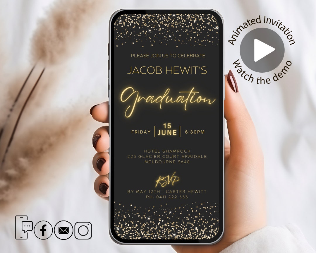 Digital Graduation Party Invitation, Graduation Invitation Template ...