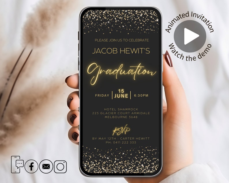 Digital Graduation Party Invitation, Graduation Invitation Template ...