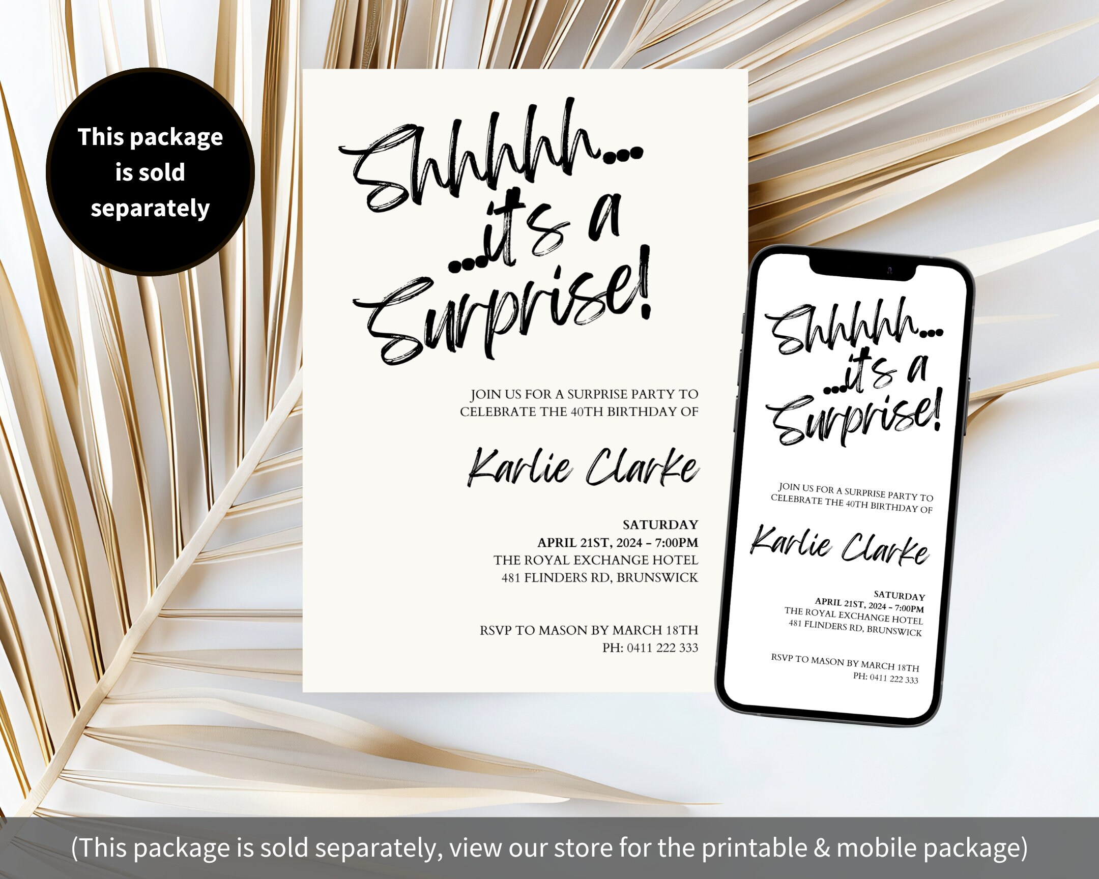 EDITABLE Surprise Party Invitation Animated, Birthday Invitation ...