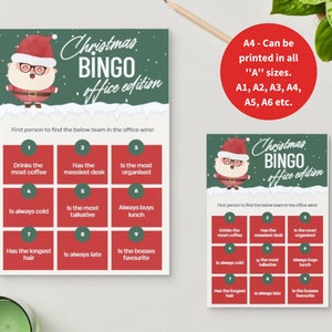 Office Christmas Game, Printable Christmas Bingo Game, Office Holiday ...