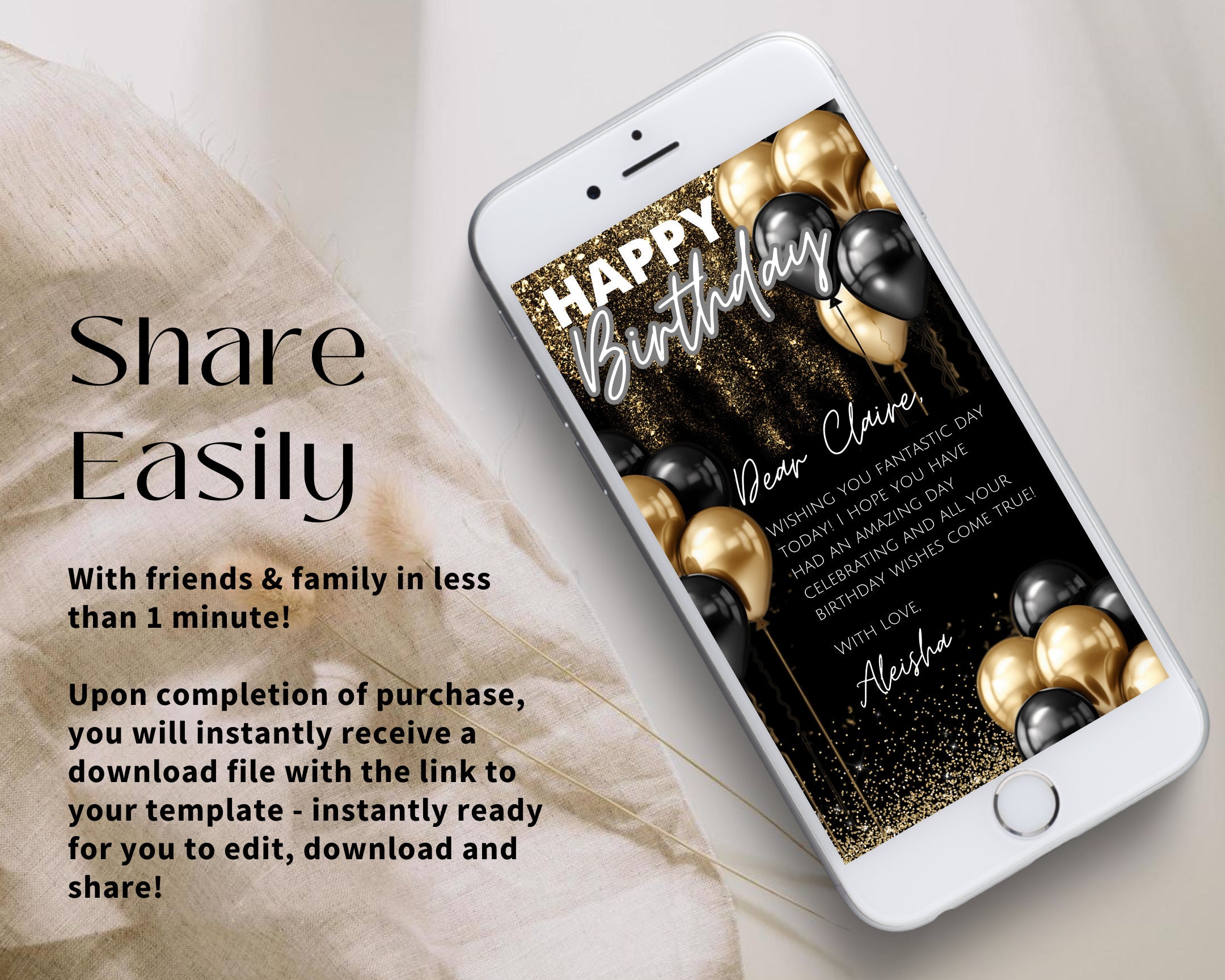 EDITABLE Birthday E-card Animated, Digital Birthday Card, Electronic ...