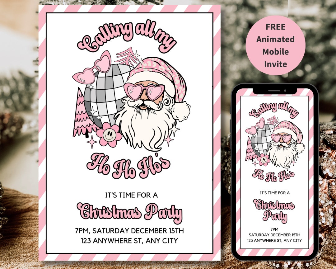 Funny Christmas Invitation, Cheeky Santa Party Invite, Printable ...