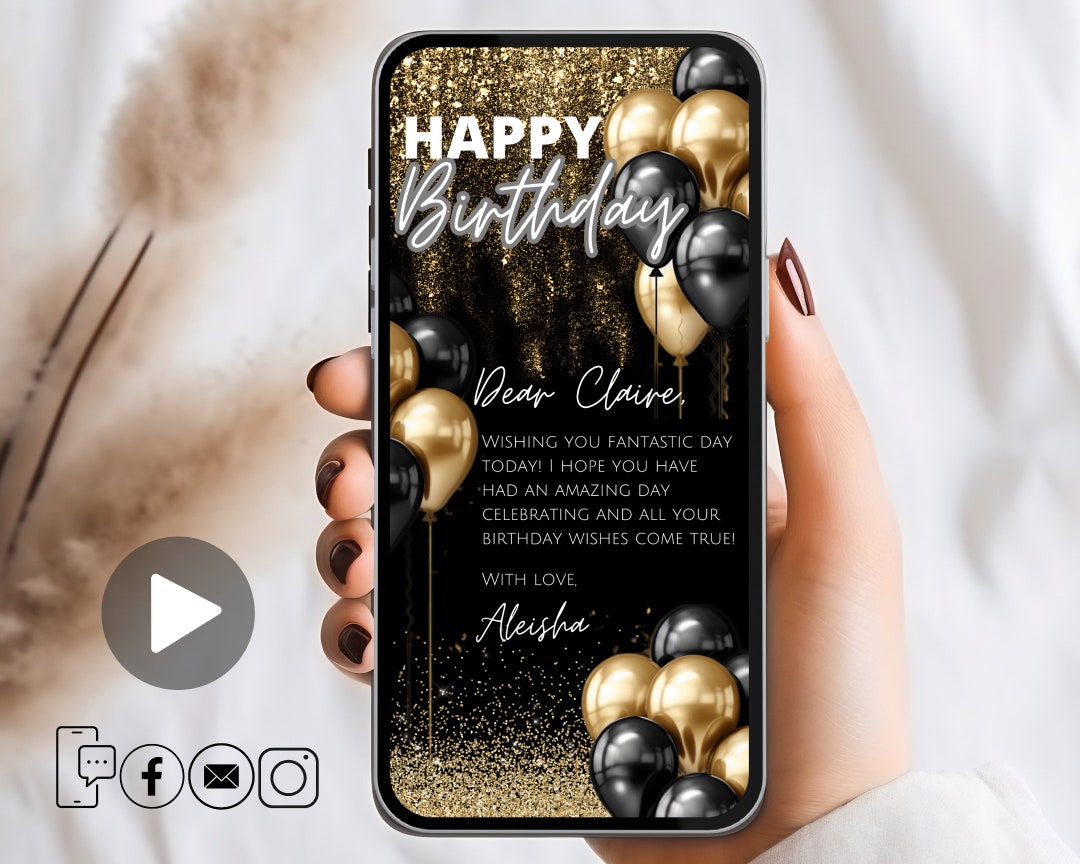 EDITABLE Birthday E-card Animated, Digital Birthday Card, Electronic ...
