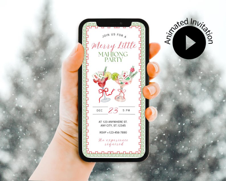 Christmas Mahjong Night Invitation, Mahjongg Party, Mahjong Party ...