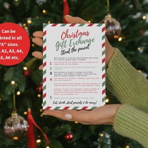 Christmas Secret Santa Gift Exchange Rules, Printable Christmas Game, Gift Swap Parcel Game ...