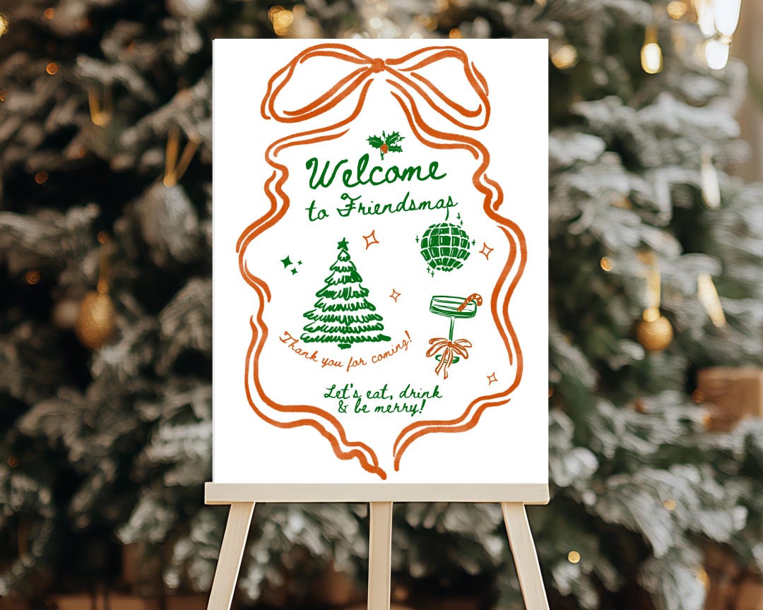 Christmas Party Welcome Sign Template, Friendsmas Decorations, Holiday ...