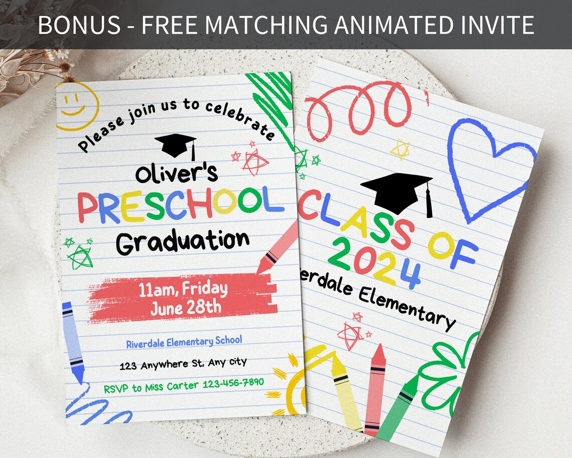 Editable Preschool Graduation Invitation, Prek Announcement Party ...
