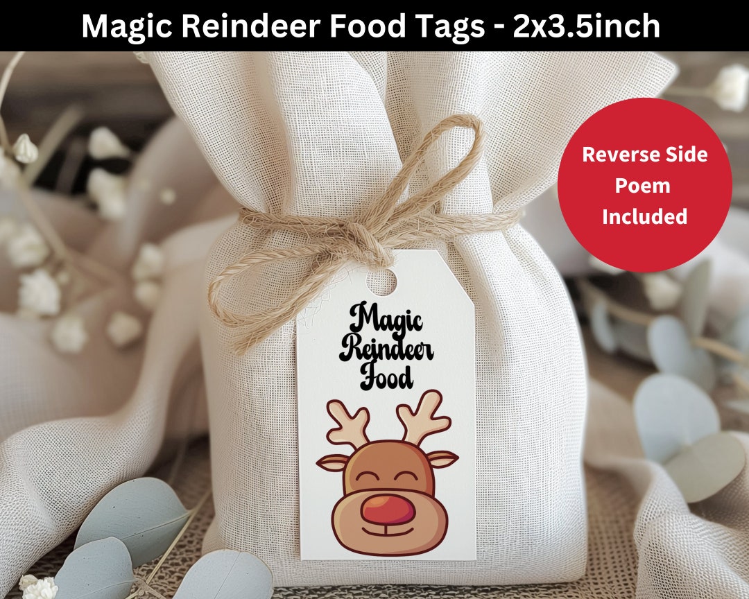 Printable Magic Reindeer Food Label Tag, Christmas Gift Tag, Reindeer ...