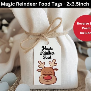 Printable Magic Reindeer Food Label Tag, Christmas Gift Tag, Reindeer ...