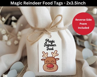 Printable Magic Reindeer Food Label Tag, Christmas Gift Tag, Reindeer ...