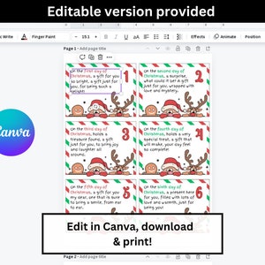 Editable 12 Days of Christmas Gift Tags, Printable Gift Tags for ...