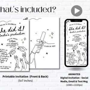 Hand Drawn Graduation Invite, Scribble Graduation Party Invitation ...