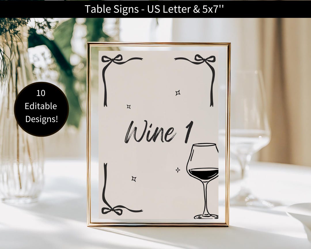 Table Sign Set, Wine Blind Tasting Game Signs, Wine Tasting Signage ...
