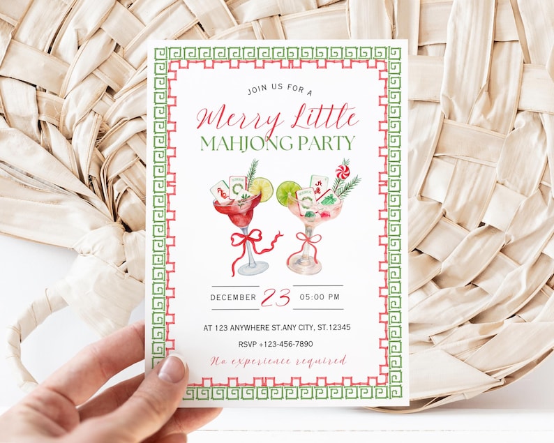 Christmas Mahjong Night Invitation, Mahjongg Party, Mahjong Party ...