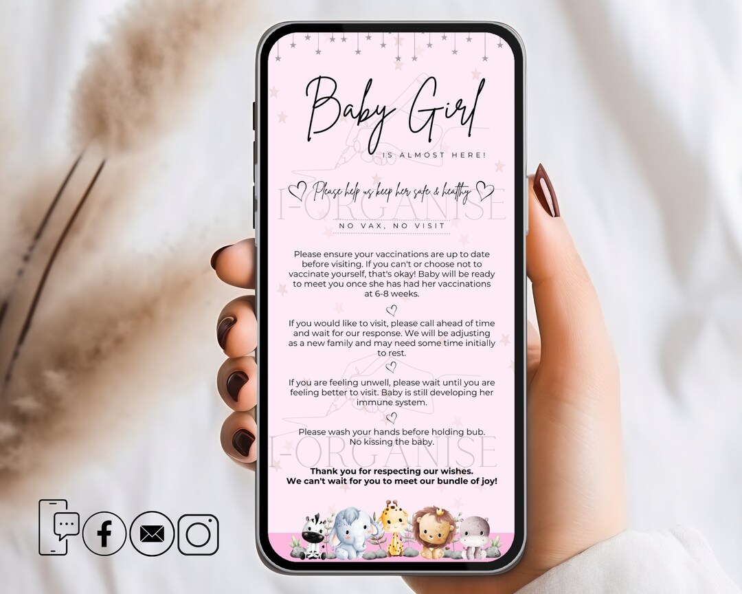 Newborn Rules for Visiting Baby Girl Digital Mobile Ecard Visitation ...