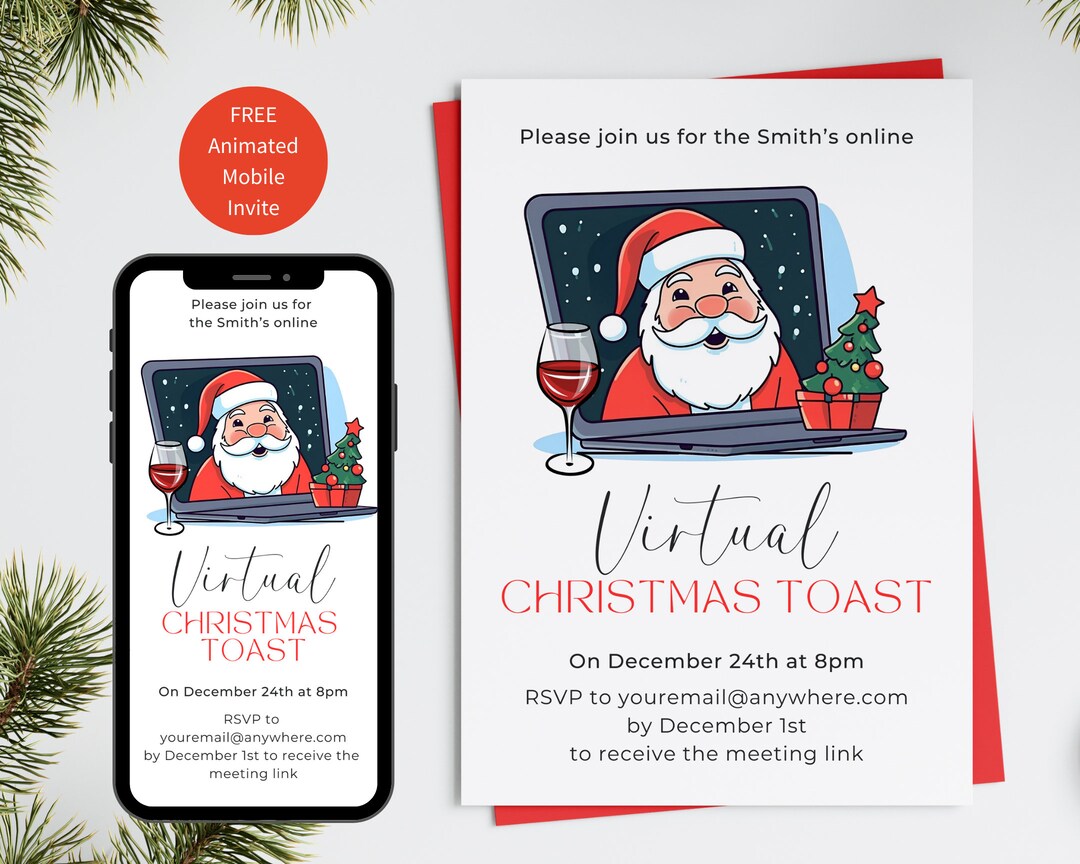 Virtual Christmas Party Invitation, Digital Christmas Party Invite ...