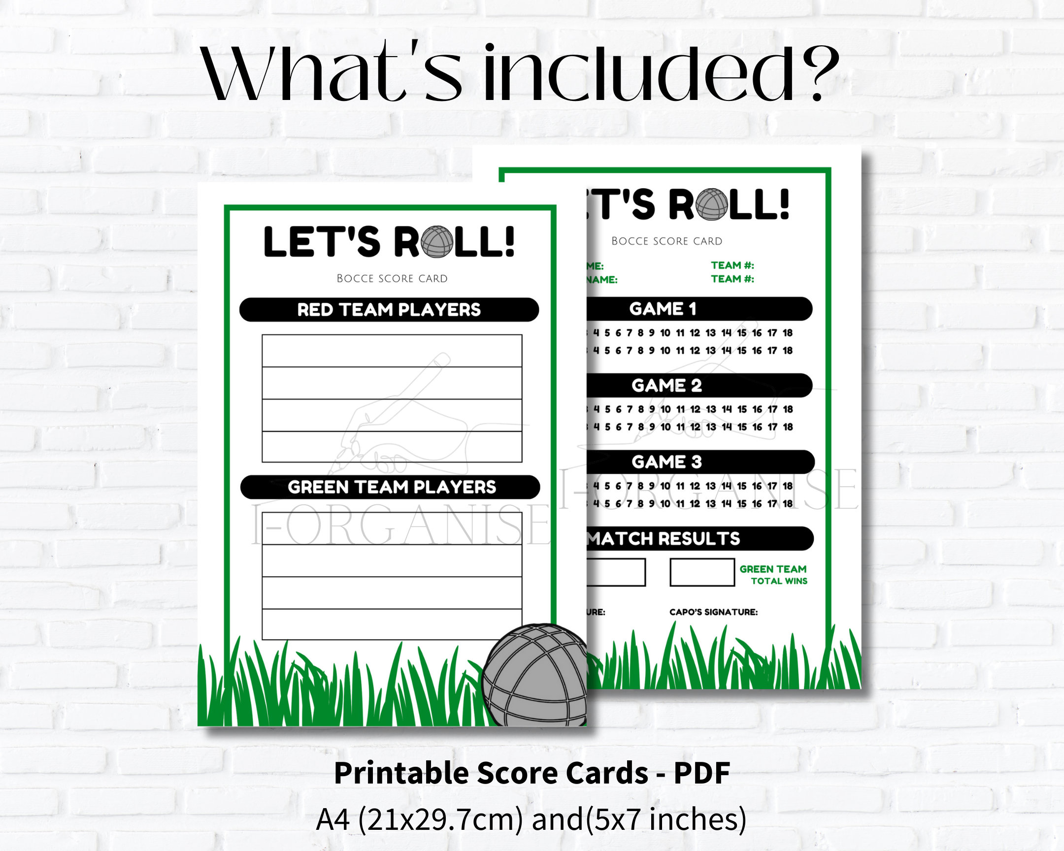 Printable Bocce Scorecards, Bocce Score Cards, Bocce Ball Game ...