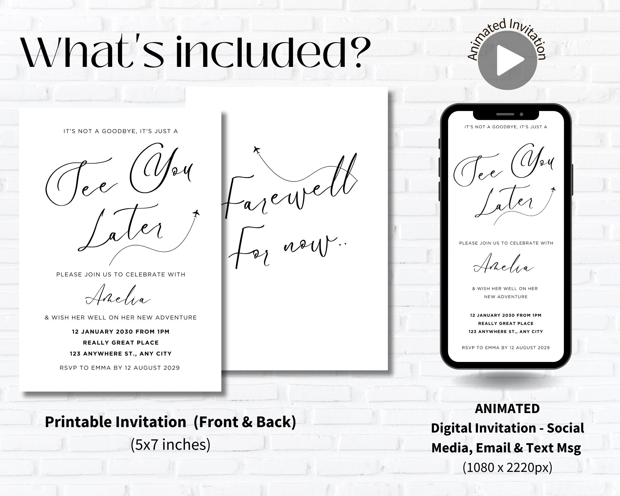 Editable Farewell Party Invitation, Animated Goodbye Party Printable ...