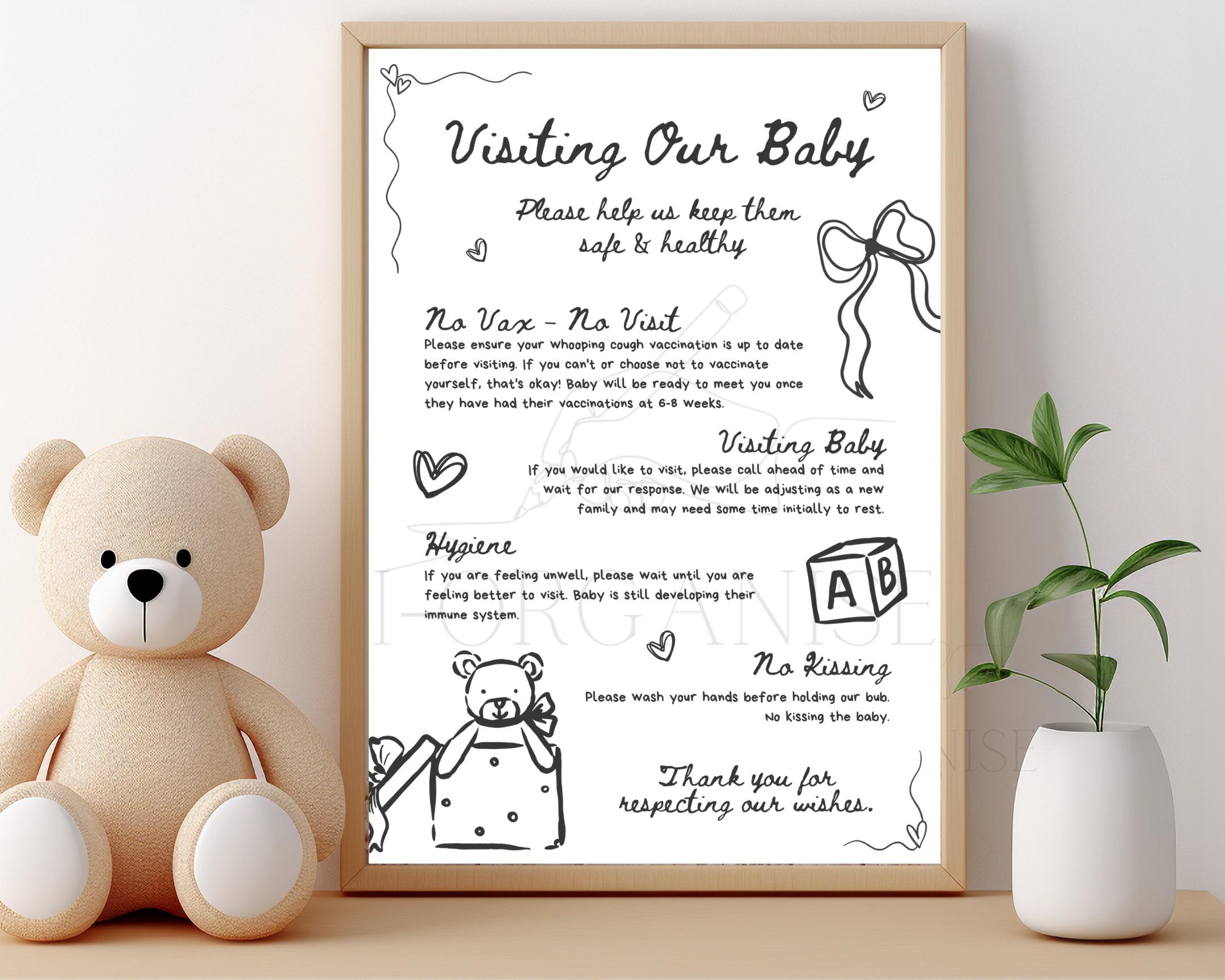 Editable Newborn Rules for Visiting Baby, New Baby Rules A4 & US Letter ...