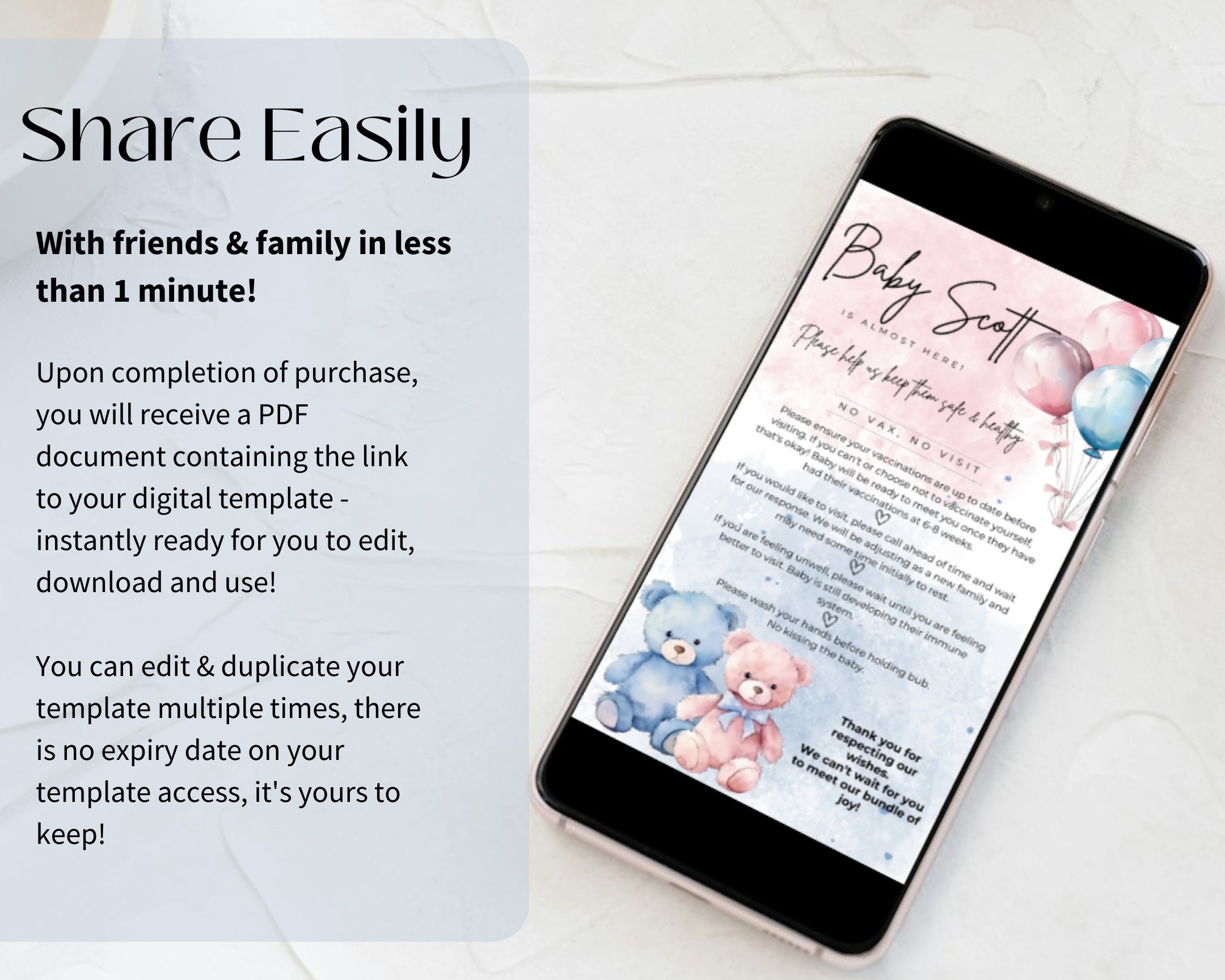 EDITABLE Newborn Rules Digital Template, Newborn Visiting Rules, Baby ...