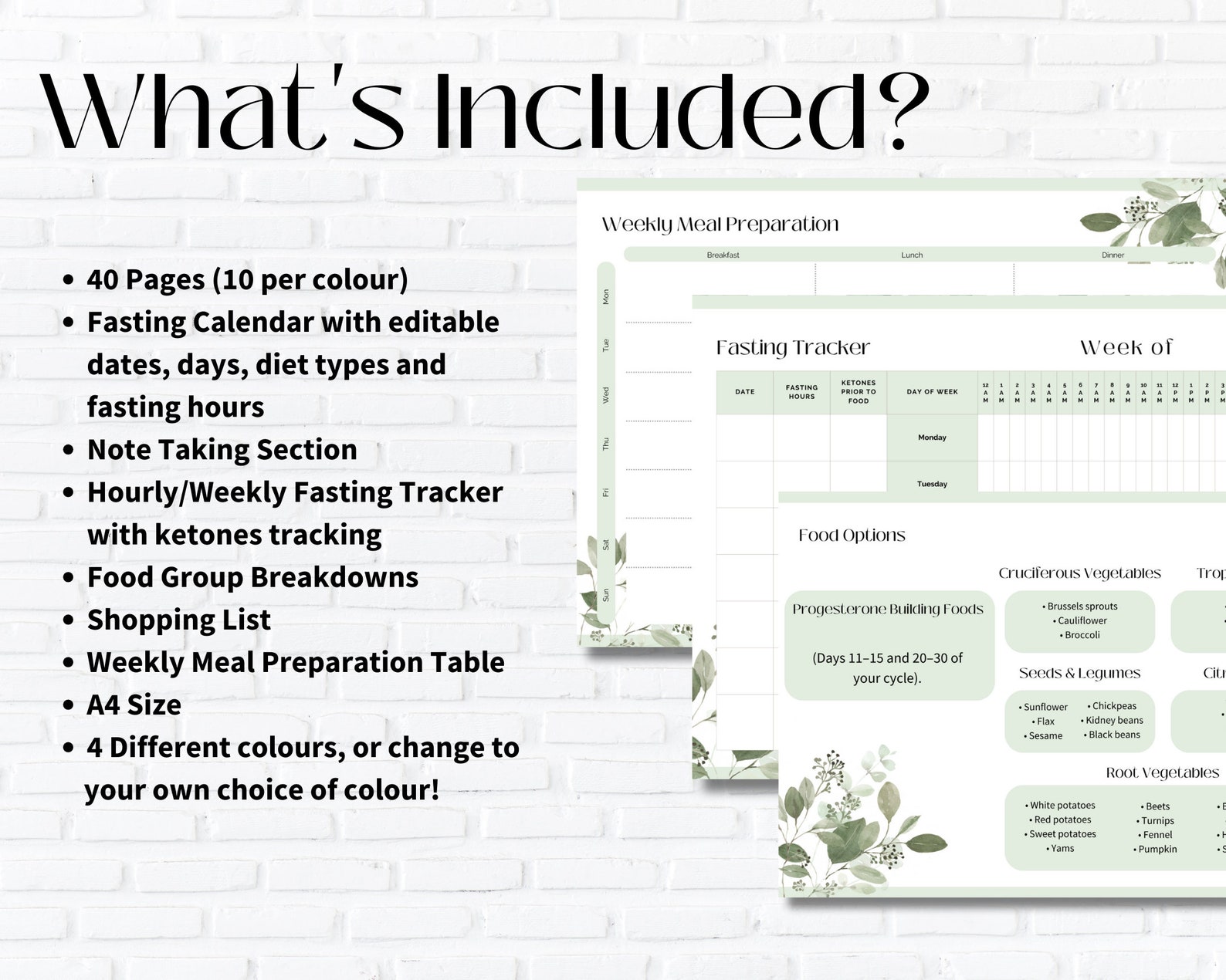 EDITABLE Fasting Planner, Fasting Calendar, Intermittent Fasting ...