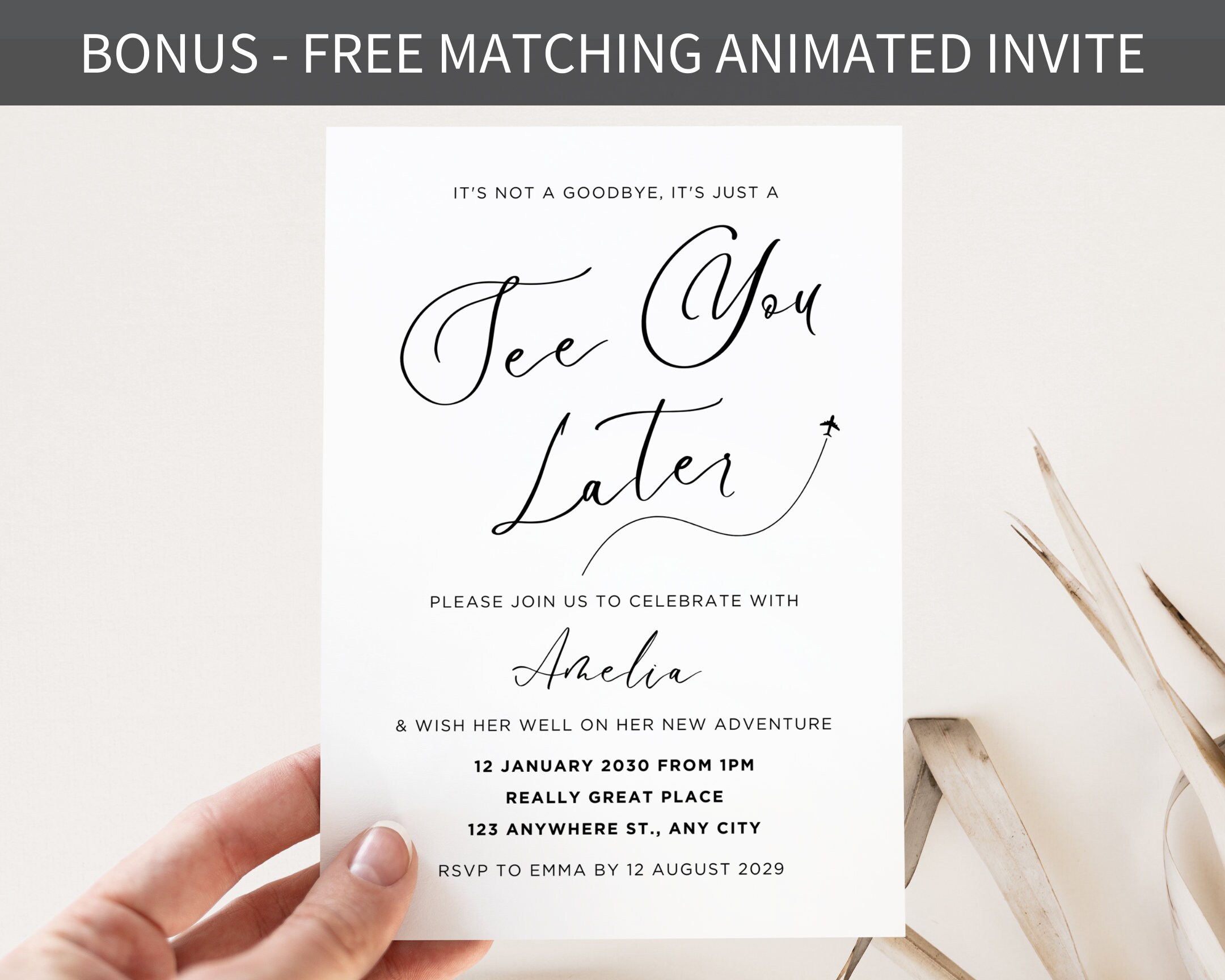 Editable Farewell Party Invitation, Animated Goodbye Party Printable ...