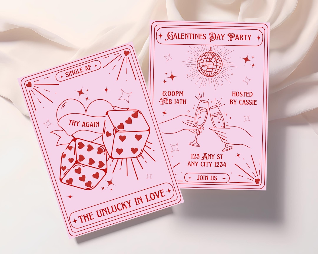 Tarot Galentines Party Invite, Valentines Invitation, Valentines Day ...