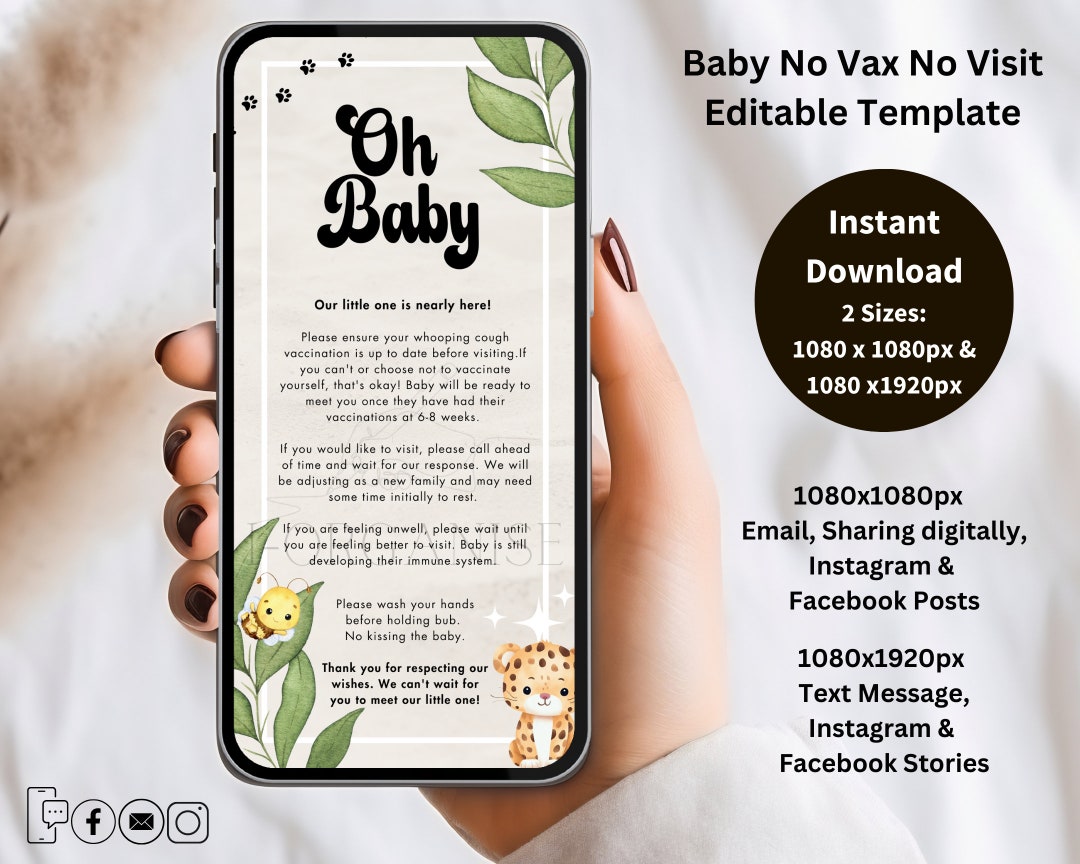EDITABLE Newborn Rules for Visiting Baby, Social Media Templates, No ...