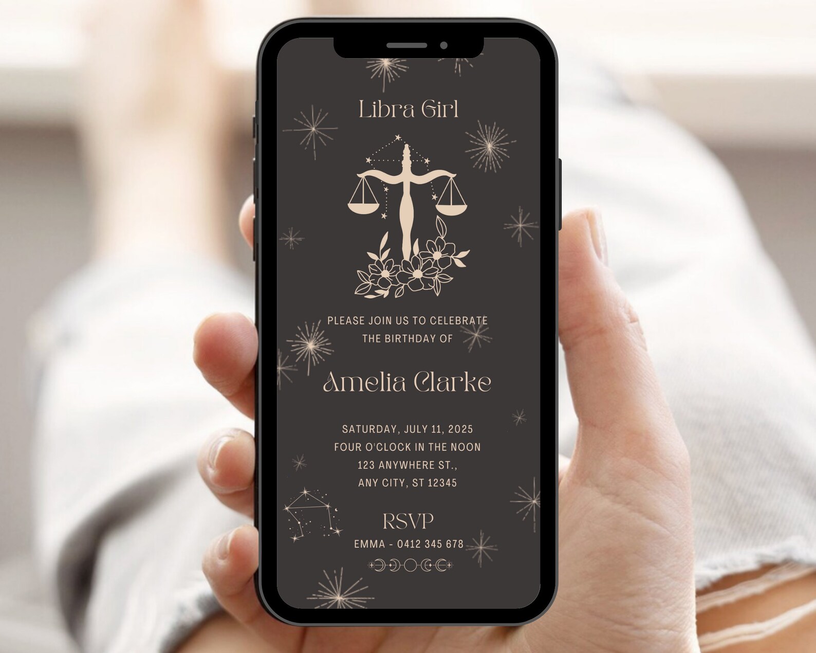 Libra Invitation 5x7'' Printable Invitation & Electronic Invite, Zodiac ...