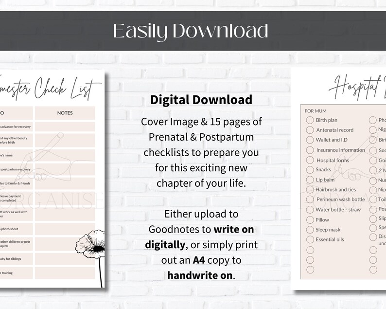 Prenatal Pregnancy Planner Checklists, Birth Plan Template, Pregnancy ...