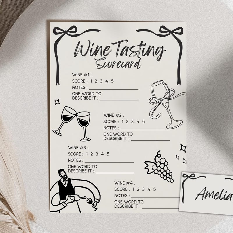 Wine Tasting Game Sheets - Etsy