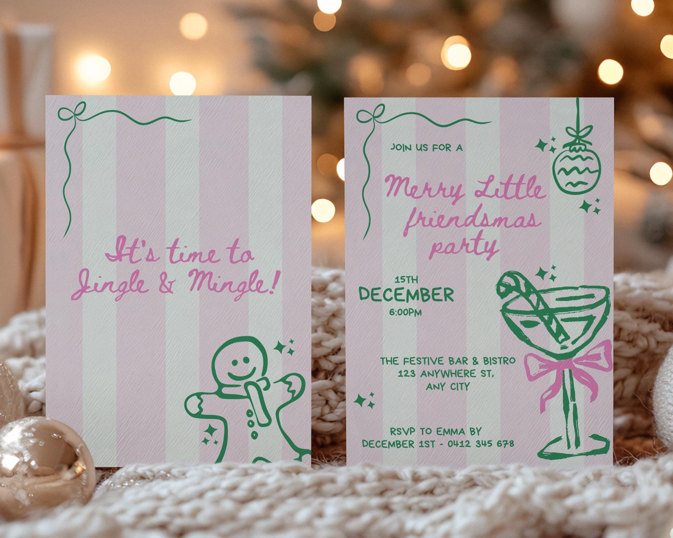 Hand Drawn Christmas Party Invitation, Friendsmas Party Invite ...