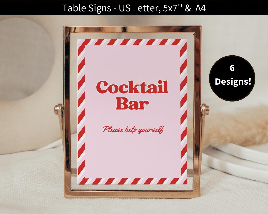 PINK Christmas Party Table Signage, Blush Pink Christmas Decorations ...
