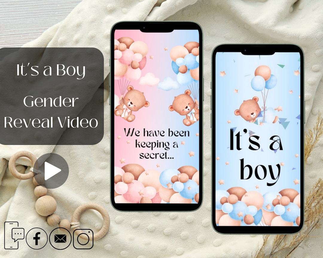 It's a Boy Video Gender Reveal Baby Announcement Social Media Countdown ...