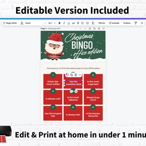 Office Christmas Game, Printable Christmas Bingo Game, Office Holiday ...