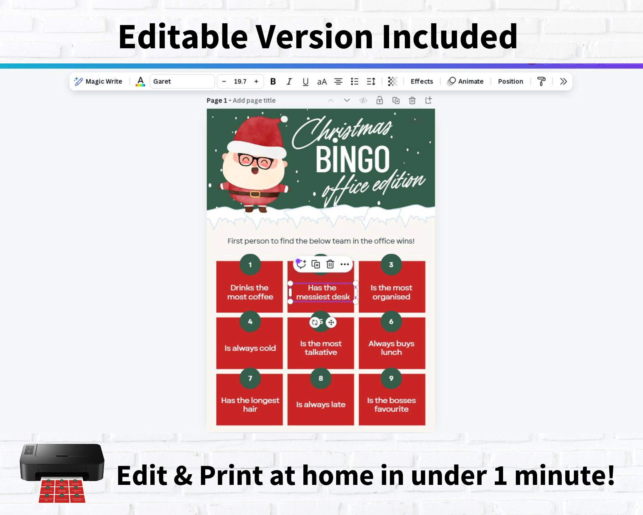 Office Christmas Game, Printable Christmas Bingo Game, Office Holiday ...