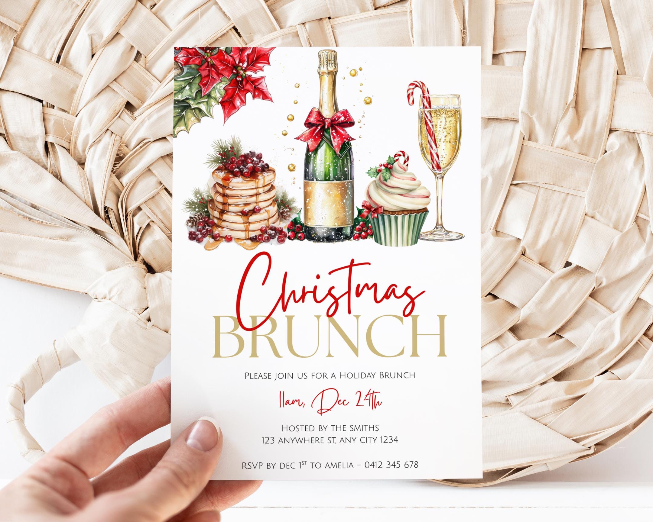Christmas Brunch Invite, Christmas Breakfast Invitation, Christmas Eve ...