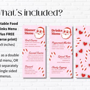 Printable Xmas Menu Template 4x9'' Pink Christmas Menu Ideas DIY ...