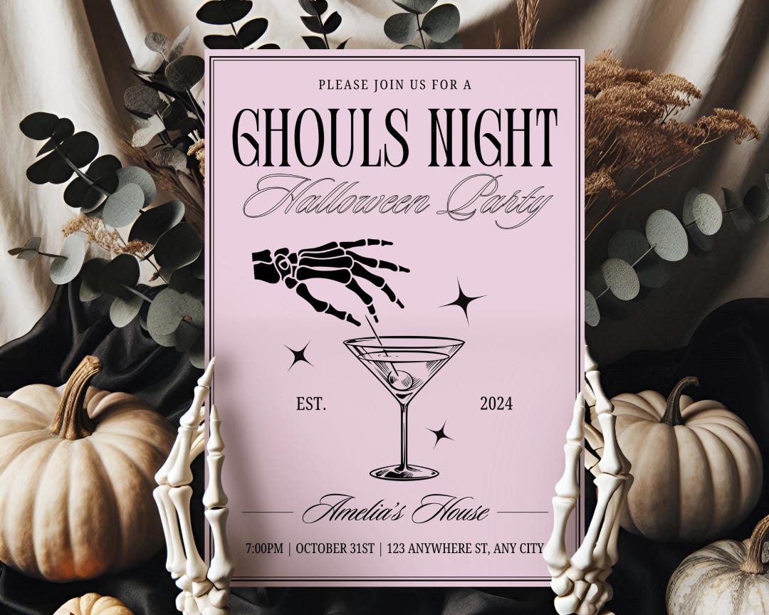 Ghouls Night Out Halloween Invitation, Printable Invite Halloween Party ...