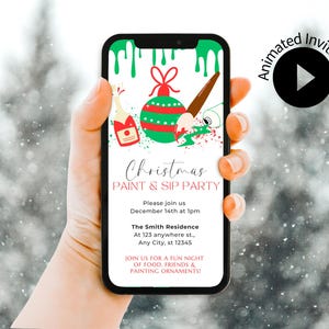 Christmas Paint & Sip Invitation Template, Christmas Paint Party ...
