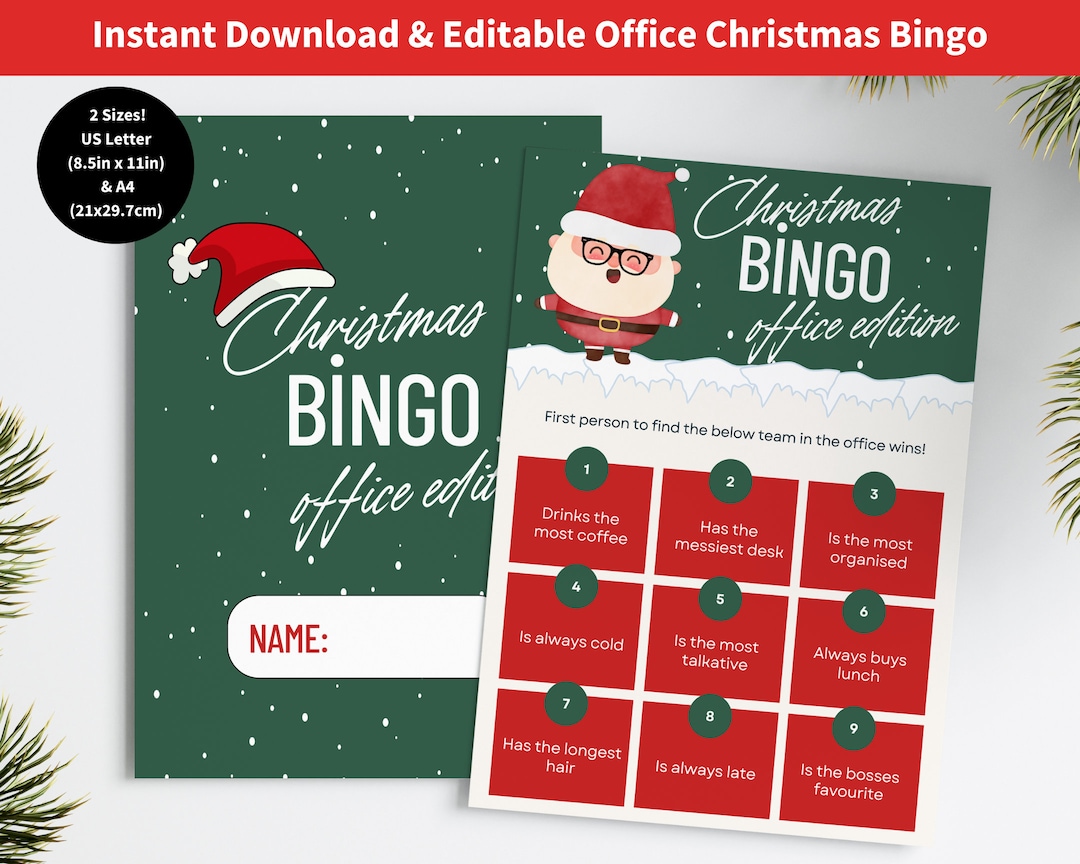 Office Christmas Game, Printable Christmas Bingo Game, Office Holiday ...