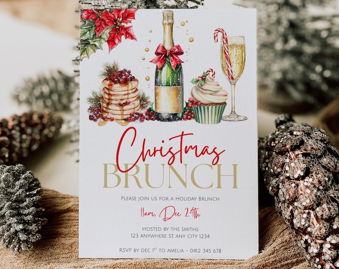 Christmas Brunch Invite, Christmas Breakfast Invitation, Christmas Eve ...
