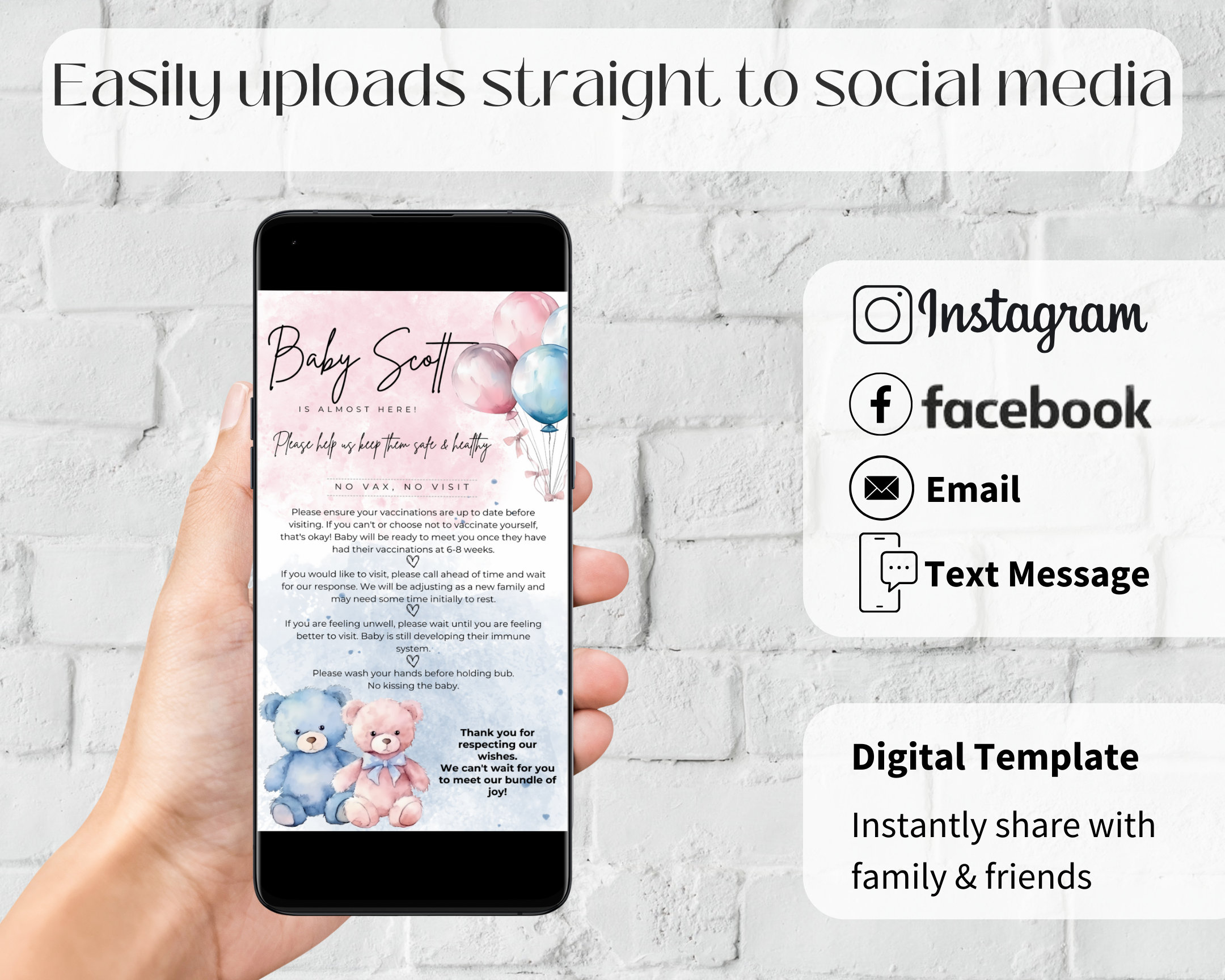 EDITABLE Newborn Rules Digital Template, Newborn Visiting Rules, Baby ...