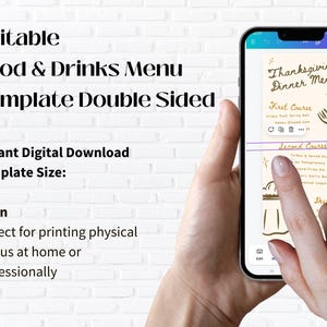 Printable Thanksgiving Menu Template 4x9'', Hand Drawn Style Menu ...