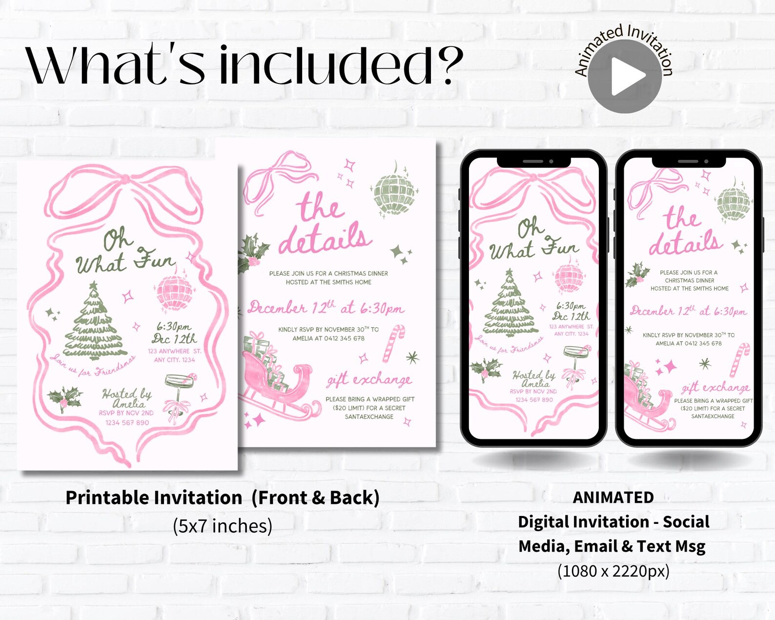 Oh What Fun Christmas Party Invitation, Editable Printable Holiday ...