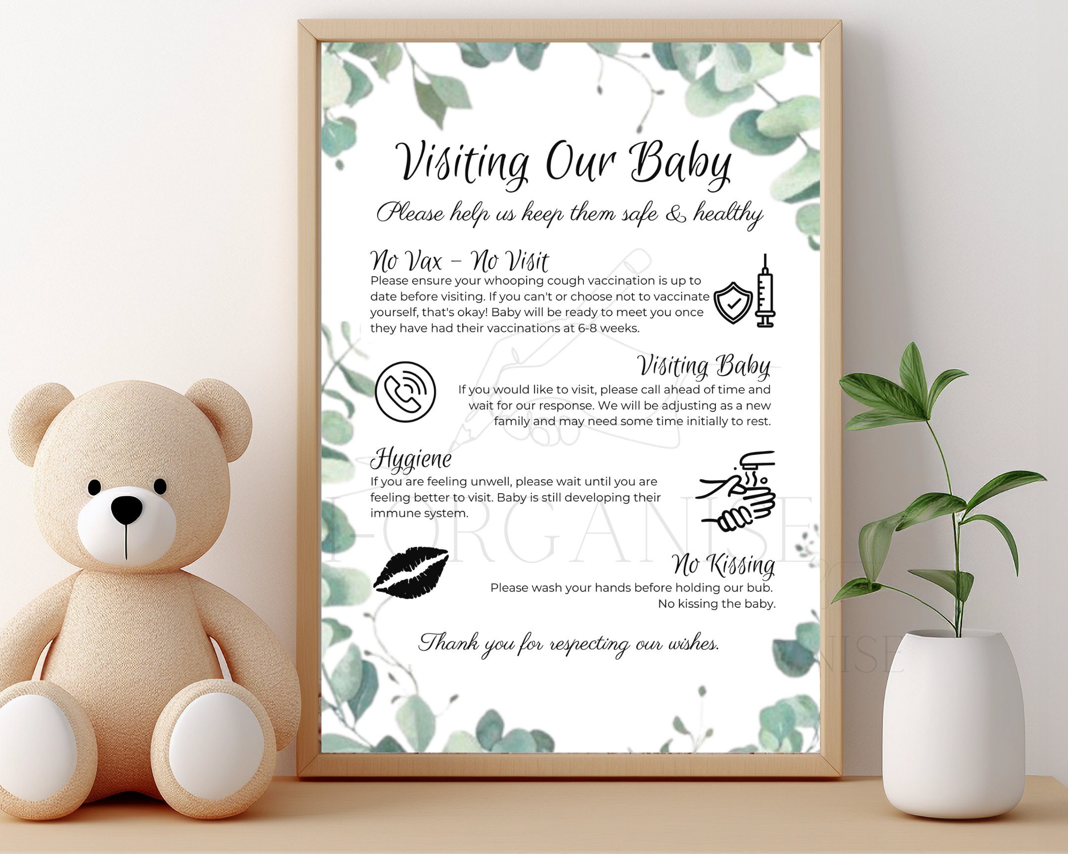 Editable Newborn Rules for Visiting Baby, New Baby Rules A4 Printable ...