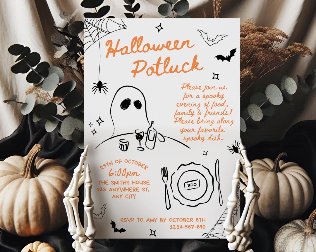 Halloween Potluck Party Invitation, Potluck Dinner Party Invite ...